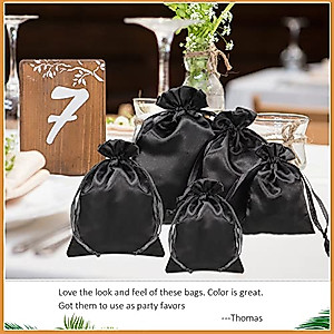 60 Pack Satin Bags Black Silk Bags with Drawstring Jewelry Gift Bags Drawstring Pouch Wedding Favor Drawstring Bags Baby Shower Christmas Gift Bags, 3 x 4", 4 x 6" and 6 x 8''