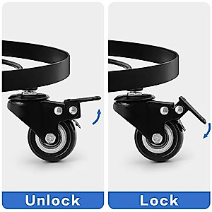 AMAGABELI GARDEN & HOME 16" Metal Plant Caddy Heavy Duty Iron Potted Plant Stand with Wheels Round Flower Pot Rack on Roller Dolly Holder Mover Indoor Outdoor Planter Trolley Casters Brakes BG1721