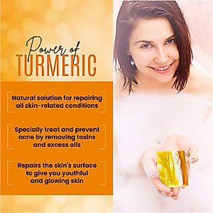 DERMAXGEN Organic Turmeric Soap Bar | Pure Natural Handcrafted Skincare, Face & Body Cleanser | Blemish Control, Reduce Acne, Evens Tone, Fades Scars, Sun Damage, Age Spots - 3.5 Oz