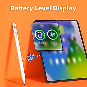 Uogic Stylus for iPad, iPad Pen with Bluetooth Shortcut, Battery Level Display, Palm Rejection, iPad Pencil Compatible with iPad Pro 11/12.9" 2018-2022, iPad 6/7/8/9, iPad Mini 5/6, iPad Air 3/4/5