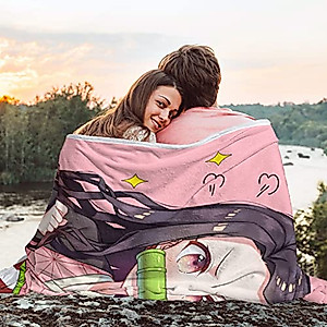 Anime Nezuko Blanket Ultra Soft Flannel Throw Blanket Cozy Warm Blanket Gifts for Kids Adults 50&quot;x40&quot;
