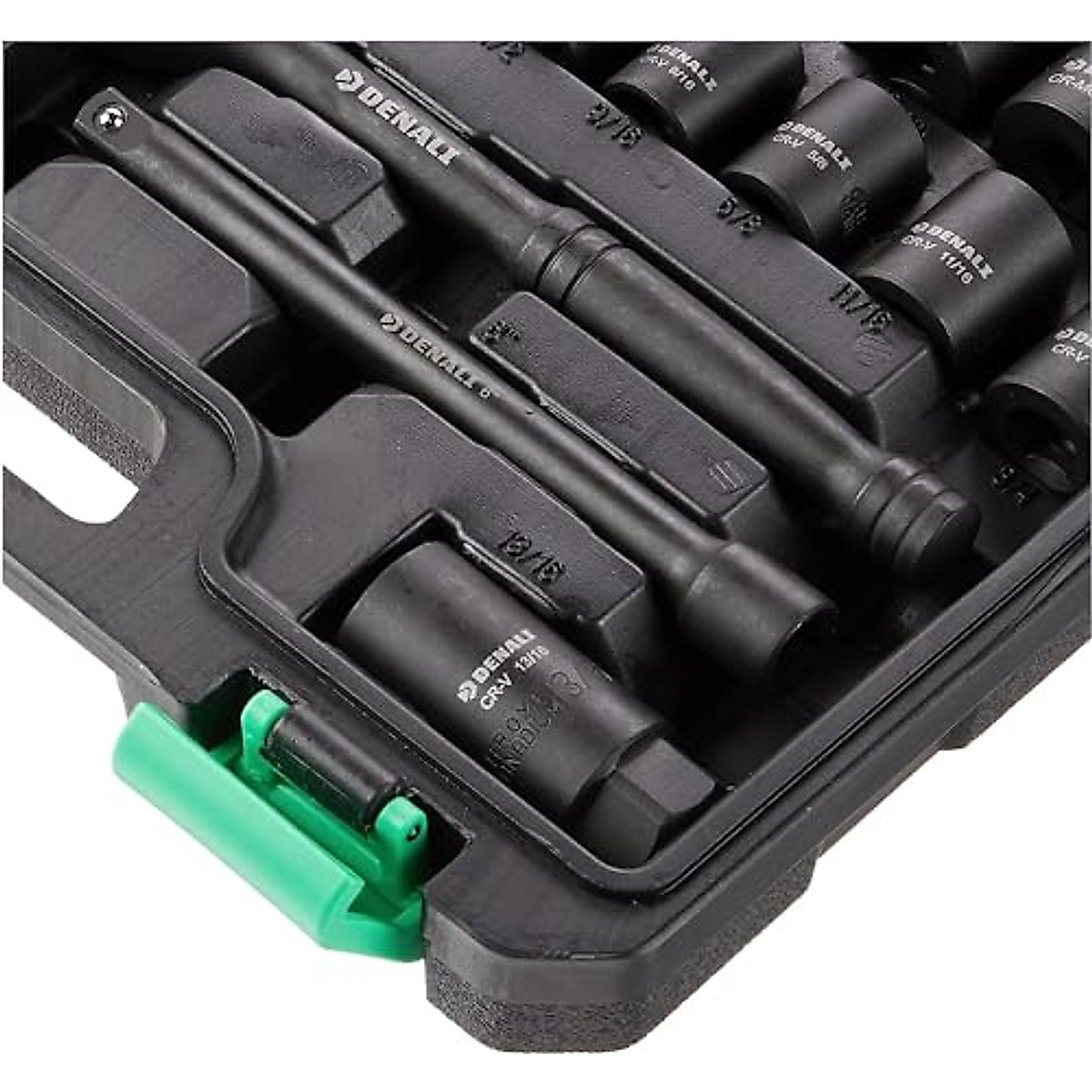 Denali 46-Piece 3/8-Inch Drive 6 & 12 Point Shallow/Deep Socket Set and 72 Teeth Reversible Ratchet, SAE/Metric Size With Carrying Case, 13.1 in x 9.7 in x 3 in