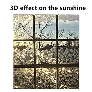 Niviy 3D No Glue Static Cling Window Films Privacy Cut Glass Window Sticker for Bathroom Office Kitchen Window Decor 17.7"x 78.7"
