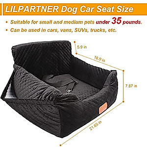 Tomyanner Dog Car Seat Pet Booster Seat with Pocket for Small and Medium Dogs Under 35 lbs Travel Safety,Non-Slip Base and Thickened Sponge Pad, can be Disassembled and Easy to Clean(Black)