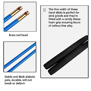 Erencook Chinese Yoyo Diabolo with Whistle Sound ,Triple Bearings Diabolo Chinese Yo-yos Juggling Toys Colorful Diabolo with Diablo Sticks, Diabolo String&Net Bag (Blue)