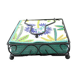 Black Matte Scroll Design Napkin Holder Dispenser With Weighted Arm