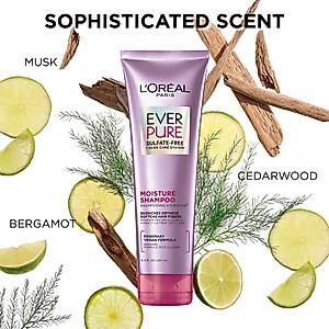 L’Oréal Paris Moisture Sulfate Free Shampoo, Hair Care for Color-Treated Hair with Rosemary Botanicals, EverPure, 8.5 Fl Oz