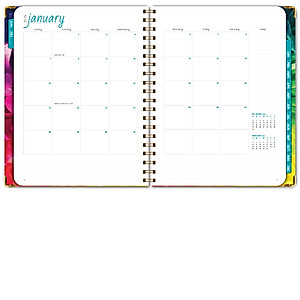 Global Printed Products, HARDCOVER 2024 Planner: (November 2023 Through December 2024) 8.5"x11" Daily Weekly Monthly Planner Yearly Agenda. Bookmark, Pocket Folder & Sticky Note Set (Rainbow Petals)