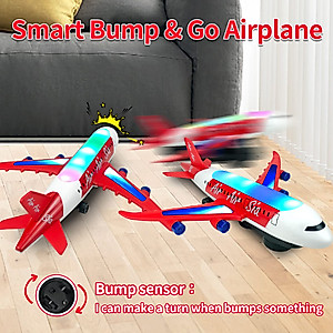 Blooming lilies Musical Plane Toys for Toddlers, Airplane Crawling Toys with Smart Steering for Infant Early Educational, Baby Toys for 3+ Year Old Boys Girls
