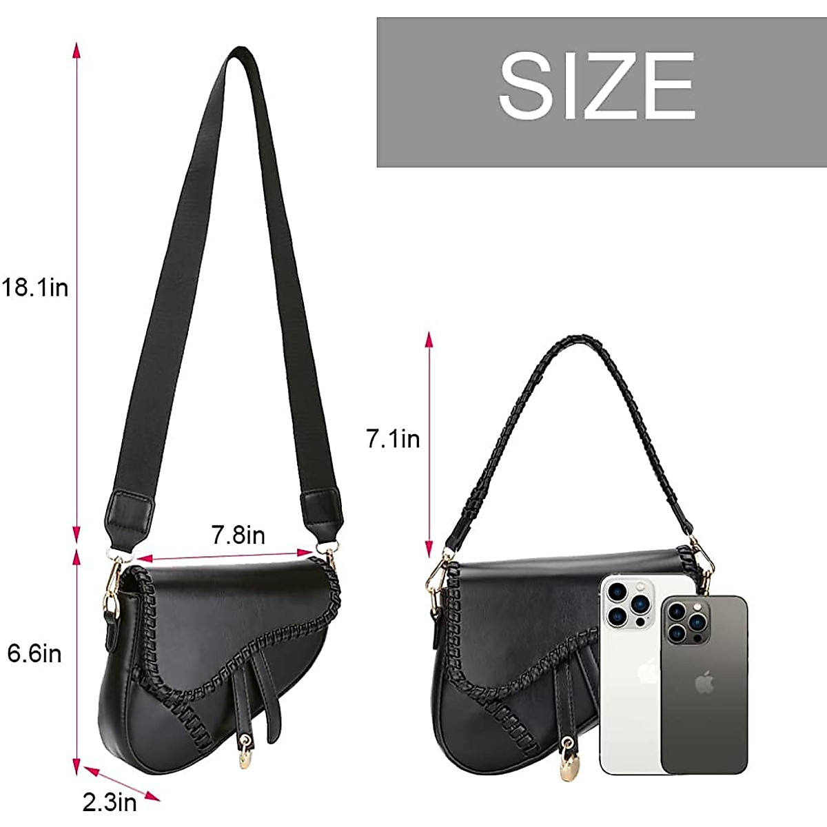 JBB Women Saddle Shoulder Bag Knit Underarm Crossbody Bag Vintage Satchel Handbag small Purse