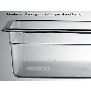 CURTA 6 Pack NSF Food Pans, Half Size 4 Inch Deep, Commercial Polycarbonate Plastic Clear Freezer-Safe