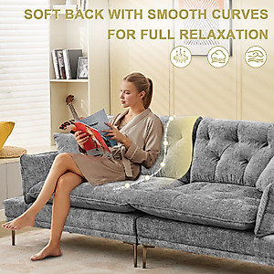 Oprisen Oversized Futon Sofa Bed, Modern Sleeper Couch w/Adjustable Armrests Futon Sleeper Couch Loveseat for Living Room Office Apartment Small Space (Gray)