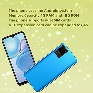 zsddzzy 6.52 inch Screen，Speak8c，Android Smartphone ，Dual SIM Card，1GB RAM 8GB ROM，Only Supports Dual SIM Card Frequency Band of 3GWCDMA ：850/2100MHZ，Unlocked Cell Phone（Blue）