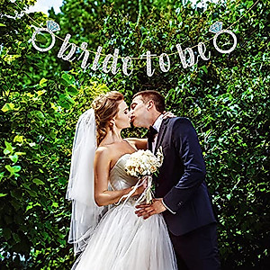 WeBenison Glitter Bride to Be Banner, Bride Shower Party Supplies, Engagement Bachelorette Wedding Party Decorations Silver