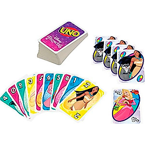 Mattel Games UNO Disney Princesses Card Game for Kids & Family, Themed Deck & Special Rule, 2-10 Players