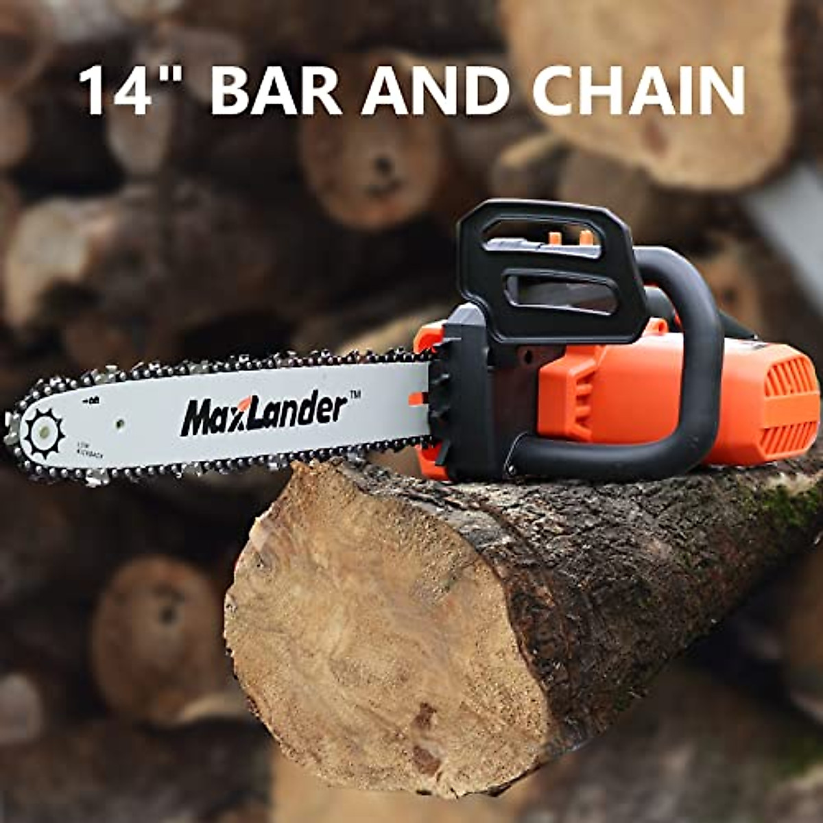 MAXLANDER Electric Chain Saw, 9 Amp Corded Chainsaw, 15m/s with 14 Inch Chain and Bar, Light Weight Multi Angle Fast Cut Powerful High Efficiency