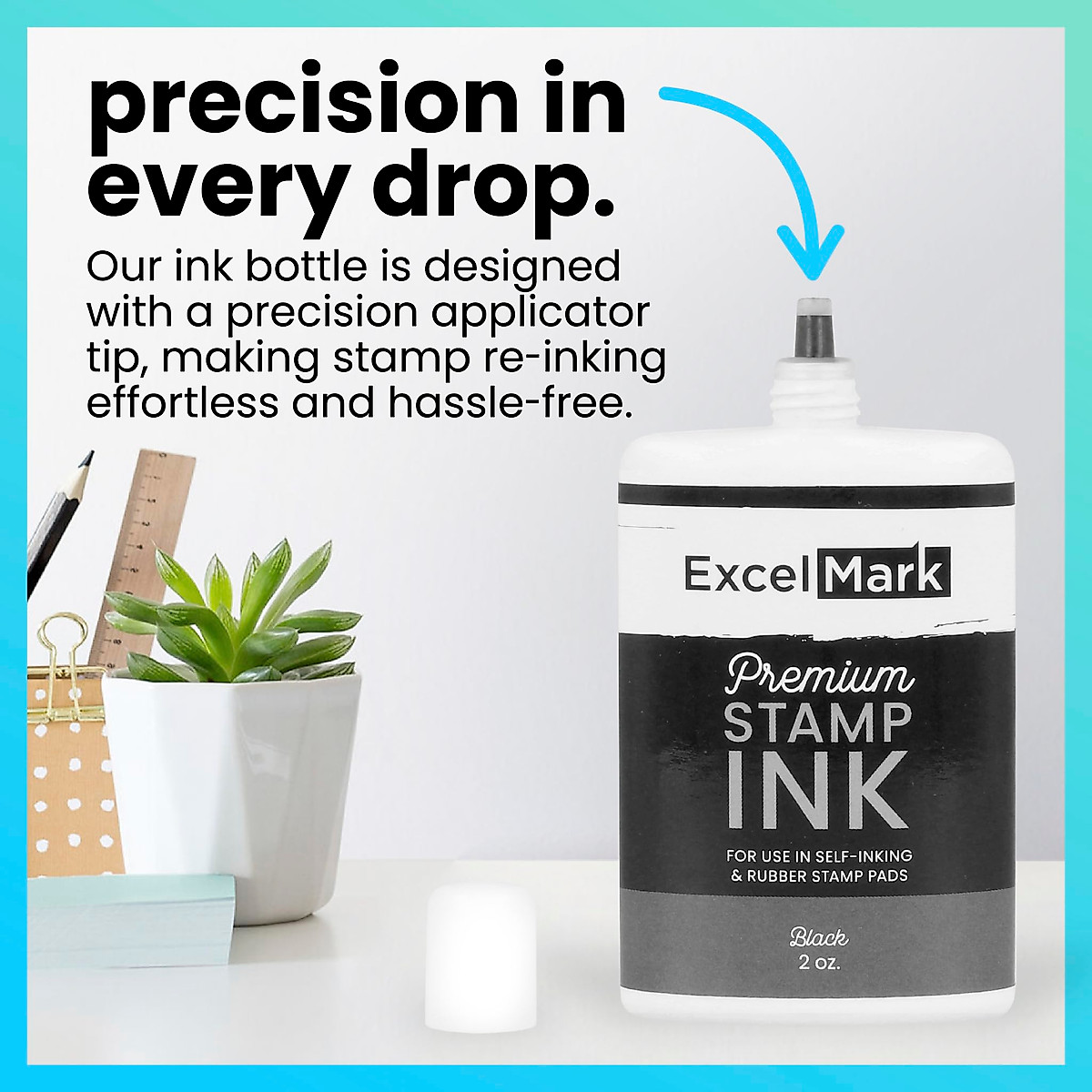 Self Inking Stamp Refill Ink - 2 oz. - Black Ink