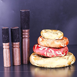 Sound Bowl Meditation Set Handcrafted Tibetan Singing Bowl Heart Chakra Sound Bath Bowls for Zen Music Healing Frequencies Yoga Prayer and Mindfulness Nepal Meditation Mat (17.5cm / 6.89inch)