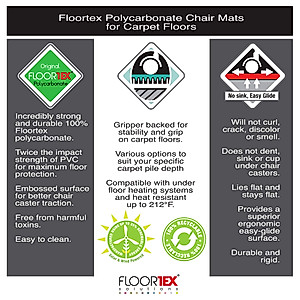 Floortex® Ultimat® Polycarbonate Rectangular Chair Mat for Carpets up to 1/2" - 48" x 60"