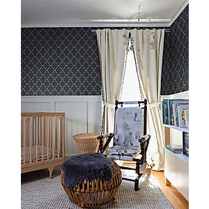 Timeet Peel and Stick Wallpaper Blue and Gold Contact Paper Geometric Wallpaper Self Adhesive Removable Wallpaper for Bedroom Living Room Wall Covering 17.7 "x 118.11"