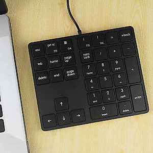 Qisan Numeric Keypad 34 Keys (30%) Mini Multifunctional Wired Number Keypad Black Magicforce | Number Pad for Laptop | Gaming Keypad for Pc | Laptop Accessories | Keypad for Computer-Black Magicforce
