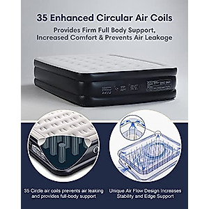 OlarHike Inflatable Queen Air Mattress with Built in Pump,18"Elevated Durable Air Mattresses for Camping,Home&Guests,Fast&Easy Inflation/Deflation Airbed,Black Double Blow up Bed,Travel Cushion,Indoor