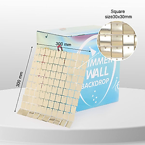 Square Shimmer Panels Light Gold Sequin Backdrop Shimmer Wall Backdrop 36 Panels Glitter Photo Backdrops for Birthday Anniversary Wedding Engagement Decoration