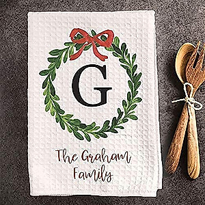 CANARY ROAD Custom Christmas Waffle Weave Dish Towel | Personalized Kitchen Towel | Housewarming Gift | Personalized Christmas Gift Women | Personalized Dish Towel | Christmas Kitchen Towel
