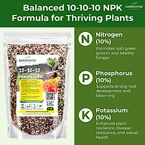 10-10-10 Plant Fertilizer Slow Release – 10 10 10 All Purpose Granular Garden Fertilizer for Fruit Trees, Evergreens, Vegetables, Arborvitae, Fig Trees, Shrubs, Pines, Oaks, Flowers (1/2 Quart)