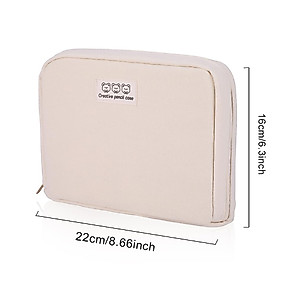 iSuperb Big Pencil Case Pouch Large Capacity Can Hold a Book, Pen Pouch Waterproof for Adult Kids College Student Zipper Stationery Organizer Storage Cosmetic Makeup Bag (Beige)