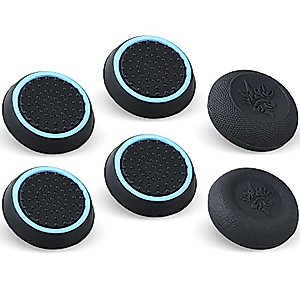 9CDeer Performance Joystick Analog Stick Thumb Grips Set of 6 Compatible with PS5, PS4, Xbox Series X/S Xbox One, Switch Pro Controller Black & Blue