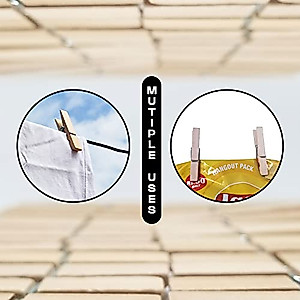 blacksheep Zenia Pegs Clothes Pins Heavy Duty Outdoor with Spring, Wooden Clothespins for Crafts and Hanging Clothes on Clothesline Laundry, 2.8 inch, Pack of 50, Brown, 00-02