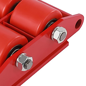 4pcs Machinery Mover, 6T Machinery Skate Dolly, 13200lbs Machinery Moving Skate, 360° Rotation Cap &4 Rollers, Heavy Duty Industrial Moving Equipment, Red