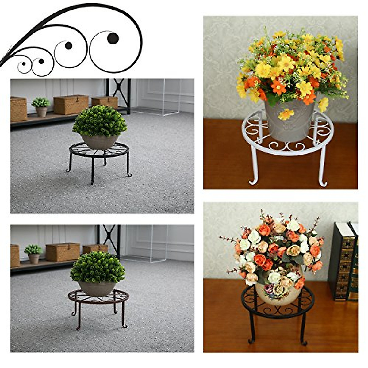 Tosnail 4 Pack 9" Metal Plant Stands for Indoor and Outdoor, Planters Stand, Flower Pots Holder, Beverage Dispenser Stand, Pumpkin Stand for Floor and Tabletop Decoration - White