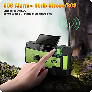 Emergency-Radio,Puiuisoul 4000mAh Weather Radios with Hand Crank & Solar Charging,3 Gear LED Flashlight,SOS Alarm, Portable Power Bank,AM/FM/NOAA,Motion Sensor Reading Lamp