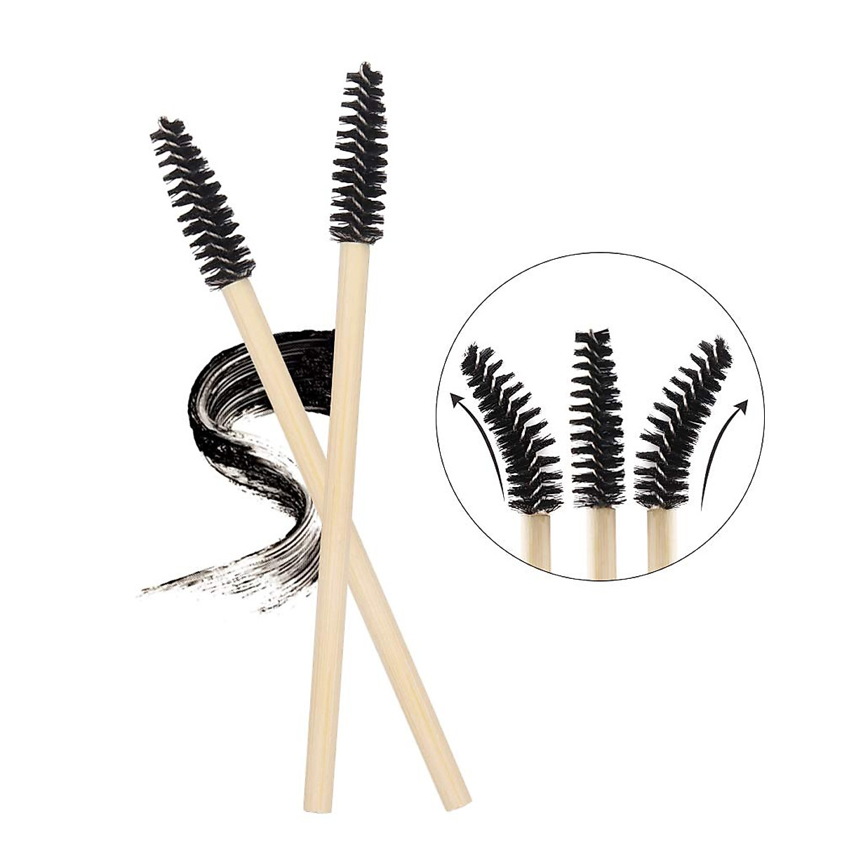 100pcs Bamboo Mascara Wand and Lip Brush,Eyelash Brush Eyebrow Extension Lipstick Tattoo Applicator Makeup Brush Tool（50pcs Mascara Wand 50pcs Lip Brush）