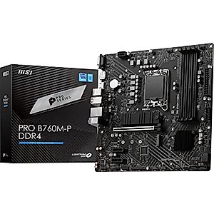 MSI PRO B760M-P DDR4 ProSeries Motherboard (Supports 12th/13th Gen Intel Processors, LGA 1700, DDR4, PCIe 4.0, M.2, Gbps LAN, USB 3.2 Gen2, mATX)
