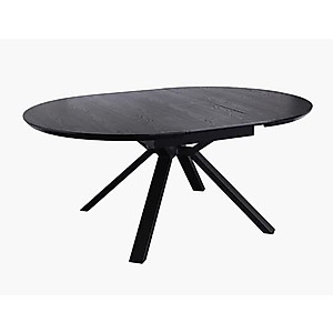 Acanva Extension Oval/Round Dining Table for 6, Expandable Butterfly Leaf & Sturdy Base, Suit for Kitchen, Living Room & Apartment, 51.2”W(+19.7”) x 51.2”D x 30.1”H, Black