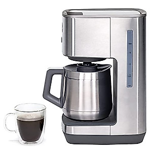GE Drip Coffee Maker With Timer | 10-Cup Thermal Carafe Pot Keeps Coffee Warm for 2 Hours | Adjustable Brew Strength | Wide Shower Head for Maximum Flavor | Kitchen Essentials | Stainless Steel