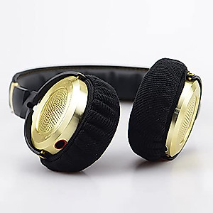 CactusAngui Ear Cushion Cover Knitted Comfortable Fabric Headphone Protector Breathable Portable Large Black