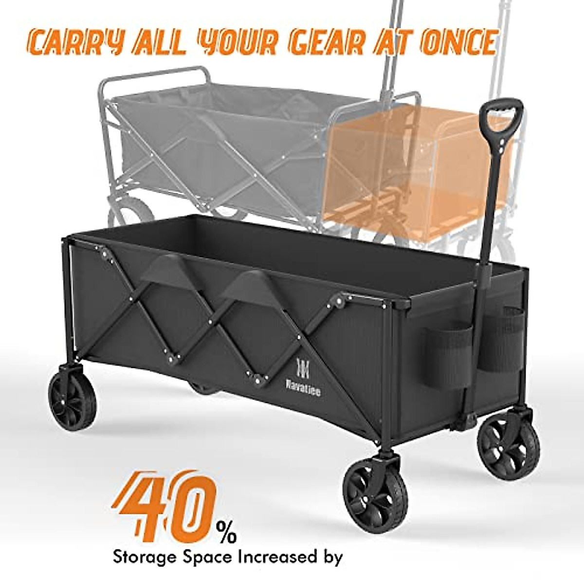 ANEWNICE Grehge le Folding Wagon, Wagon Cart HEA Garden Sculpture Outdoor Decoration