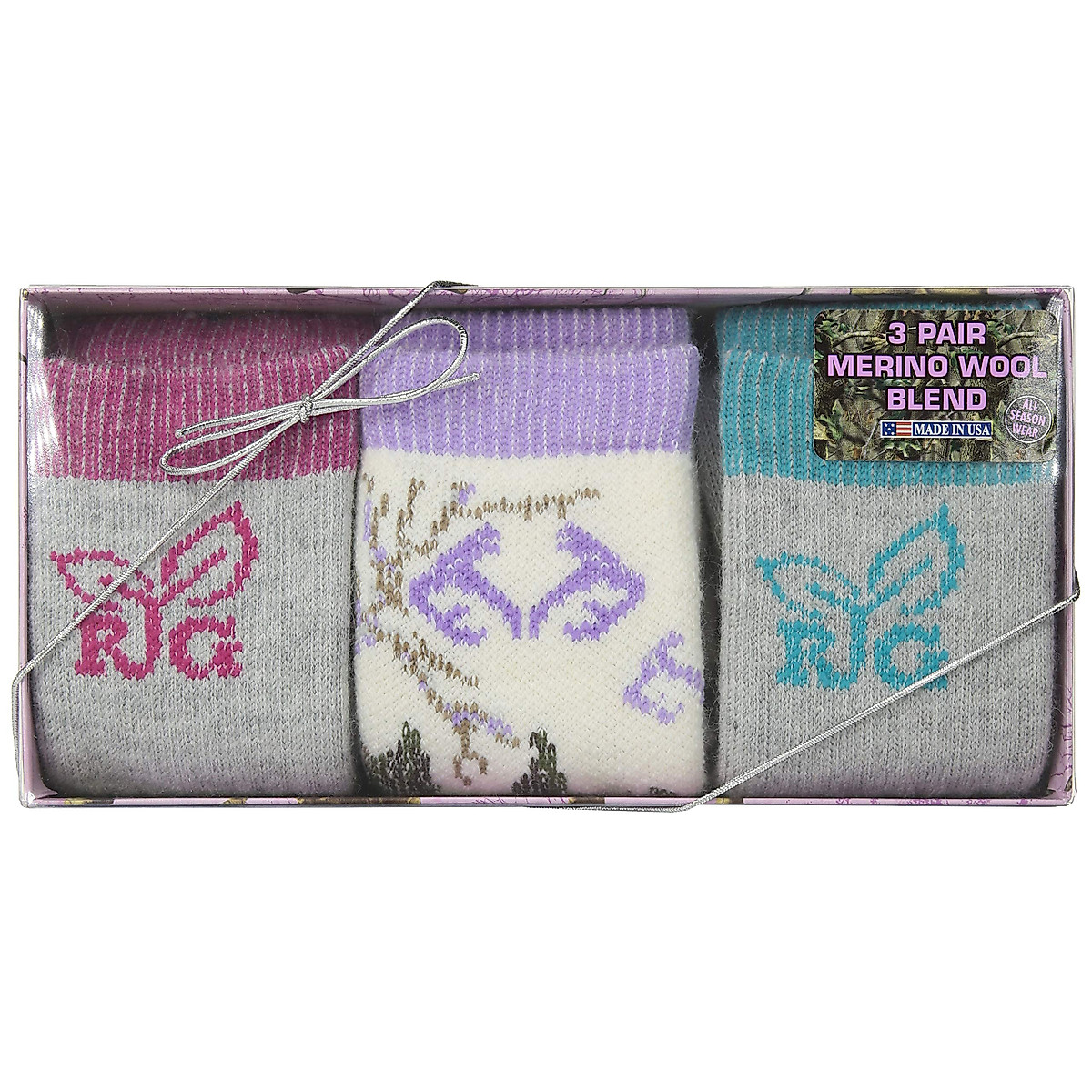 Realtree Girl's Mid Calf Socks Gift Box (3-Pair Pack) Assorted, Small