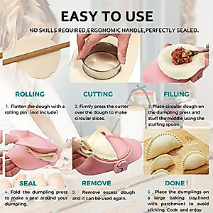 MUMSUNG Dumpling Maker, Empanadas press mold maker Set with Dough Cutter, Dumpling Mold Set for Pierogi, Pastelitos, Calzone, Turnovers, Chinese Dumpling, 3Sizes (L/4"+M/3"+S/2.6") (White)