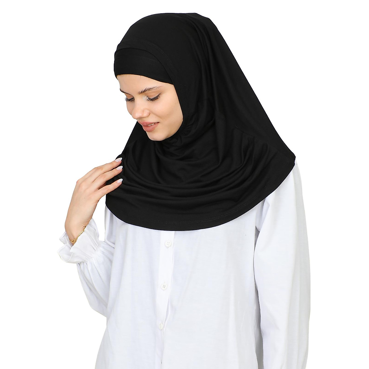 Prien Chic Ready To Wear Hijab For Women, Muslim Long Turban Undercap Set, Instant Scarf, Prayer Clothes For Girls, Abaya (Black)