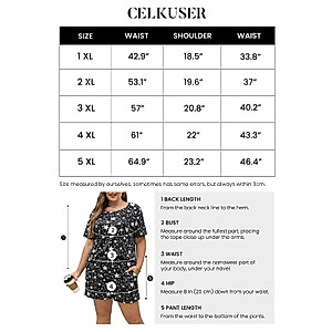 Celkuser Women's Plus Size 2-Piece Pajama Set Comfy Loungewear with Pockets Soft & Cozy Sleepwear for Women (109Blackstarx 4XL)