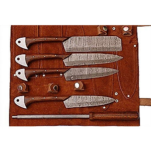 Custom Handmade Damascus Professional kitchen/BBQ knives set