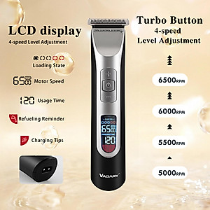 VAGARY Hair Clippers for Men Professional, High-End Steel Blade Cordless Trimmer Men Cutting Kit Multi-Gear Adjustment Barbers Haircut Electric Grooming Machine