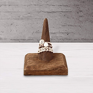 MOOCA 4-Piece Ring Display Stand Set -Jewelry Holder, Finger Ring Showcase Organizer, Brown Color