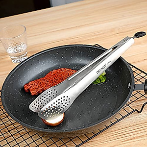 Devico Kitchen Tongs for Cooking, 2-Piece 12 inch 18/8 Stainless Steel Metal BBQ Grill Tongs with Lock