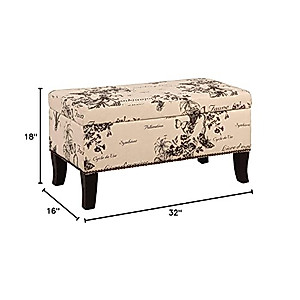 Linon Stephanie Ottoman, Botanical Linen